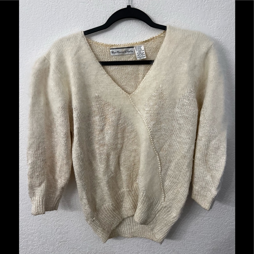 White Wheeler & Martha Rabbit Hair Sweater Size Large - Gem
